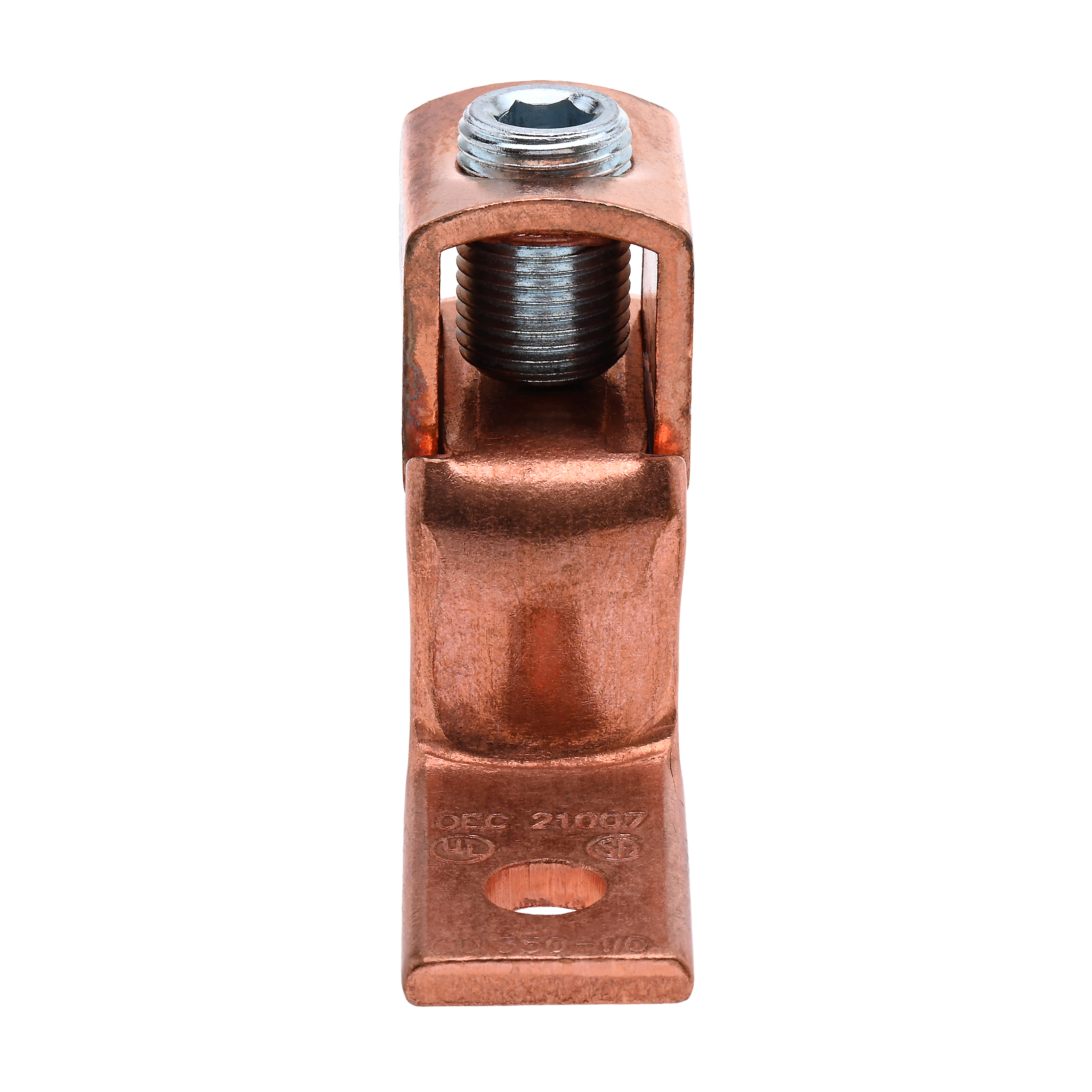 Polaris DE710 Copper Solderless Lug, 350 Mcm - 1/0 Awg, 3/8" Mtg Hole ...